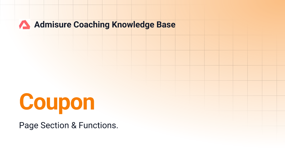 Coupon | Admisure Coaching Knowledge Base